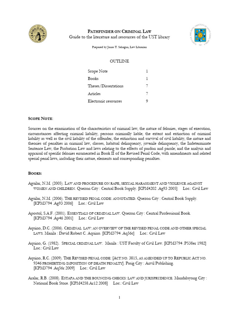 Pathfinder On Criminal Law | PDF | Crimes | Crime & Violence