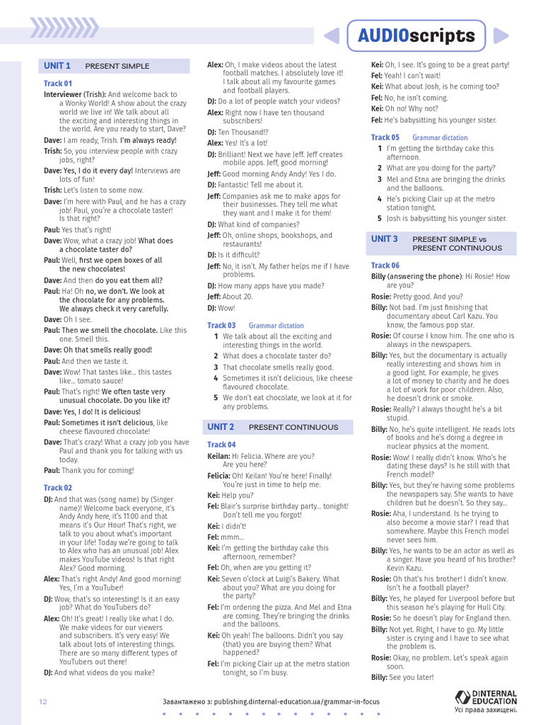AUDIO Scripts Grammar in Focus | PDF