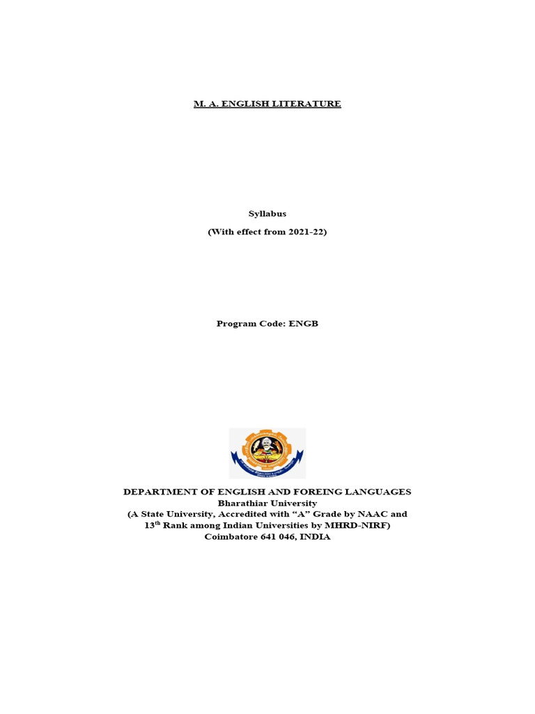 MA English Syllabus | PDF