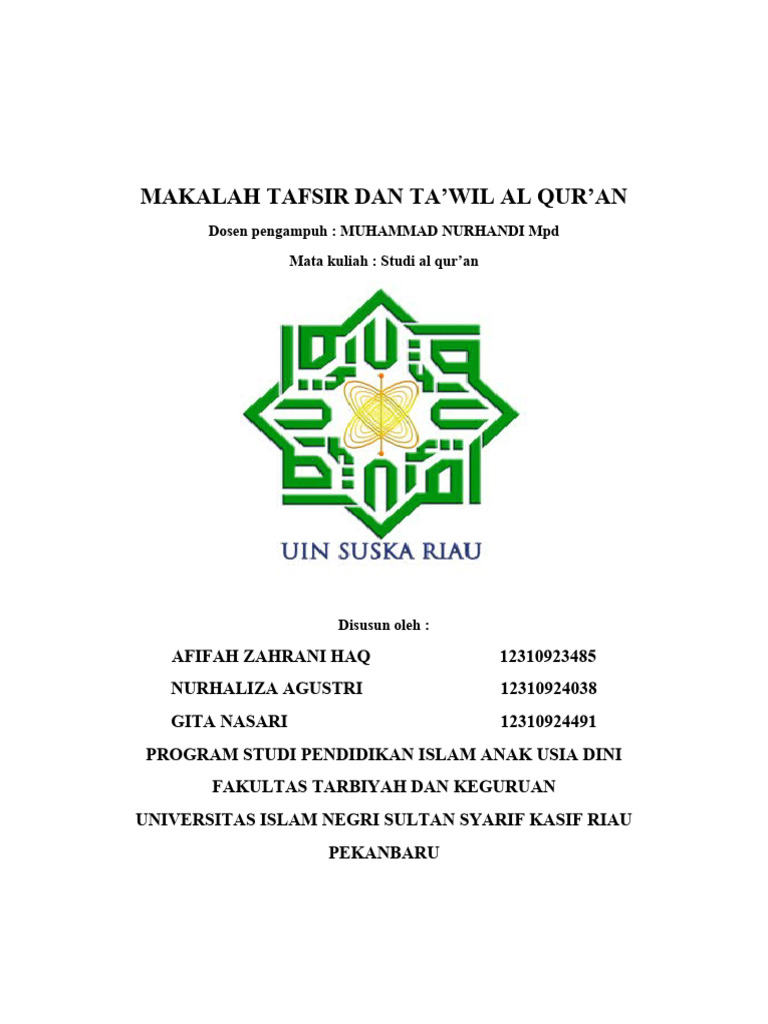 Makalah Tafsir Dan Ta | PDF Makalah Tafsir Dan Ta | PDF