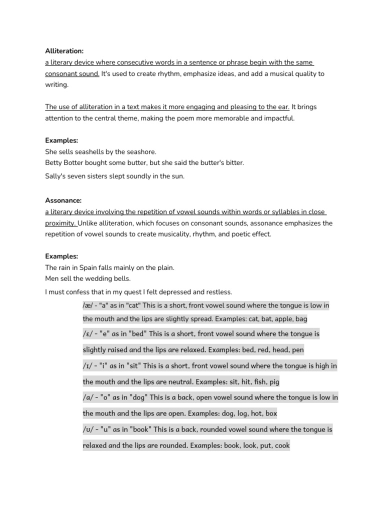 Alliteration & Assonance | PDF | Language Arts & Discipline