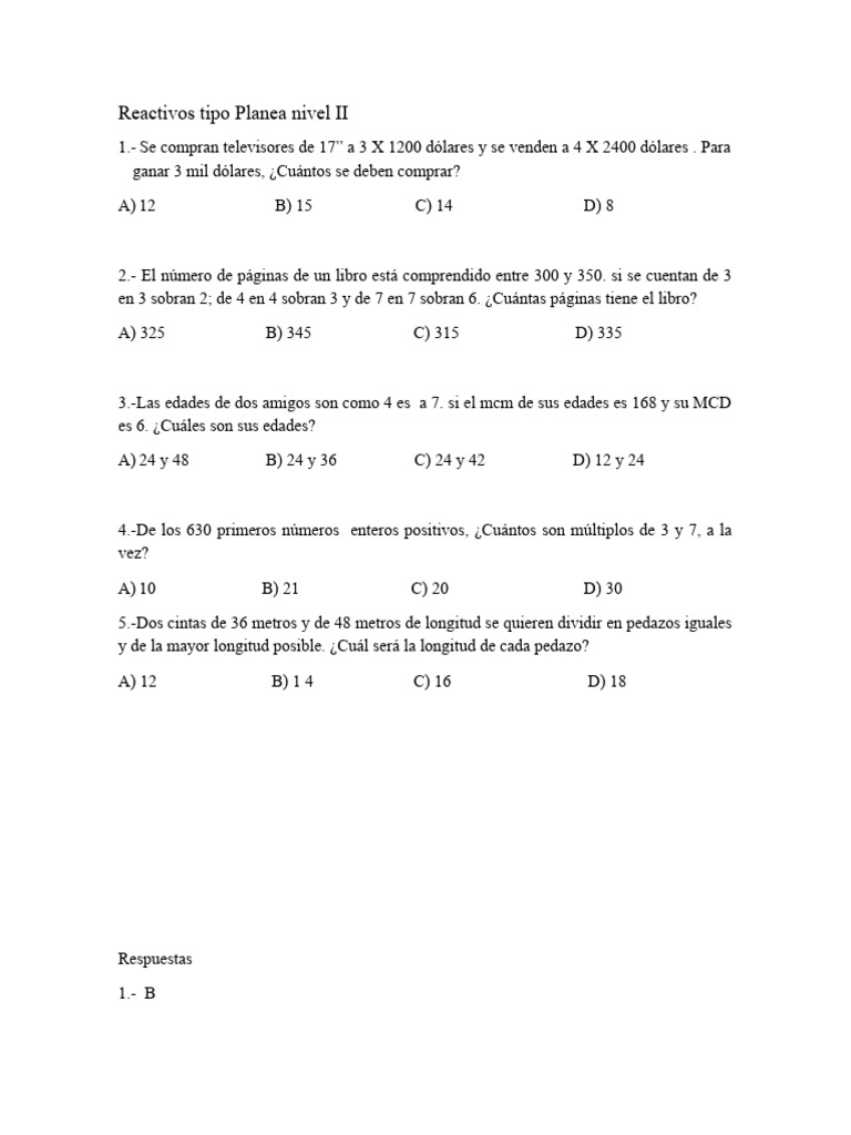 Examen de Nivel MCD | PDF
