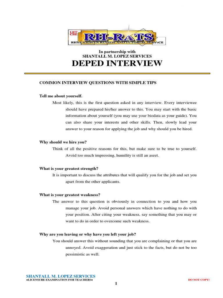 Deped Interview | PDF