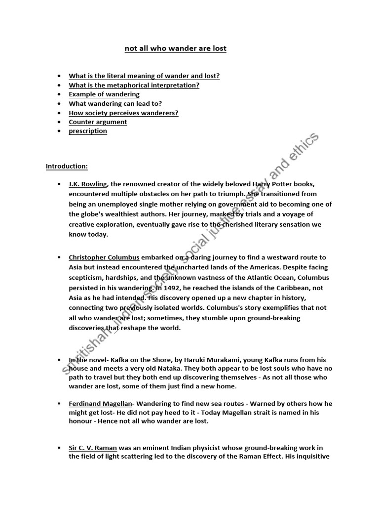 Not All Who Wander Are Lost Essay Mains 2023 - Watermark | PDF