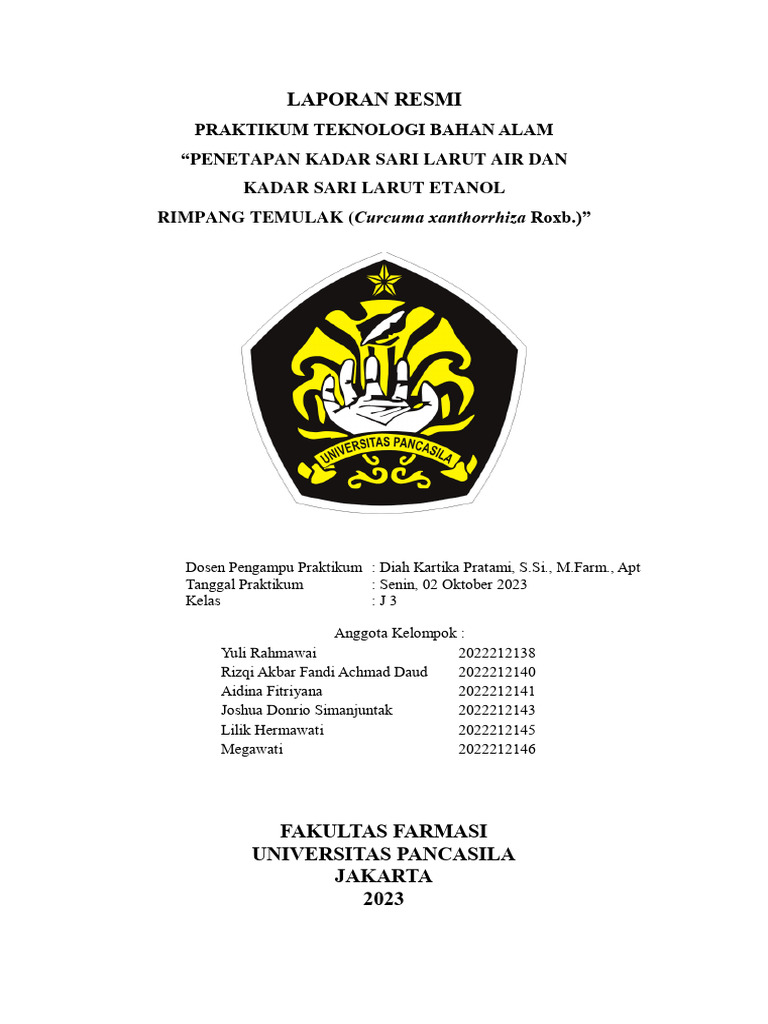 Laporan Resmi Kadar Sari | PDF