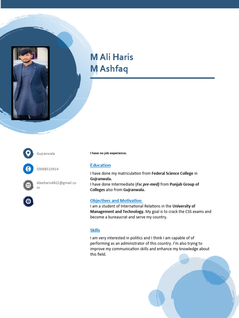M Ali Haris M Ashfaq: Education | PDF | Career & Growth | Wellness