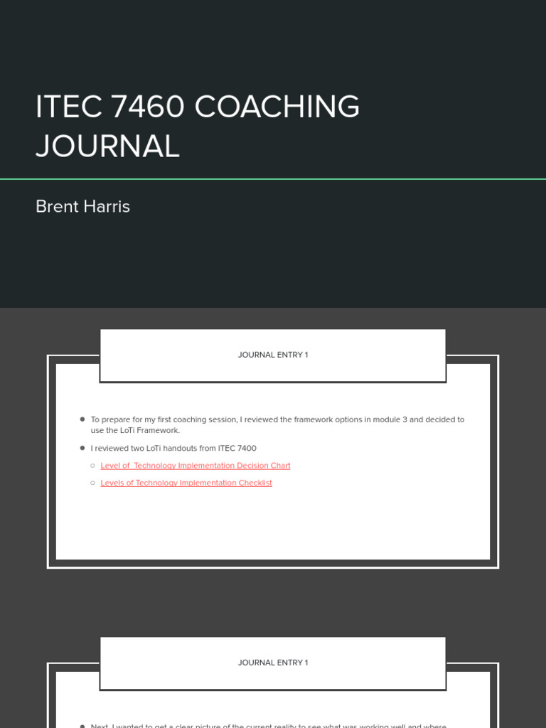 Itec 7460 Coaching Journal | PDF