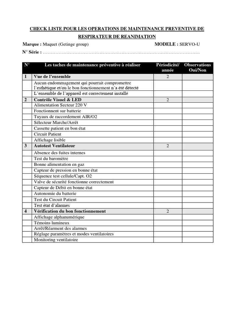 SERVO-U Check List | PDF