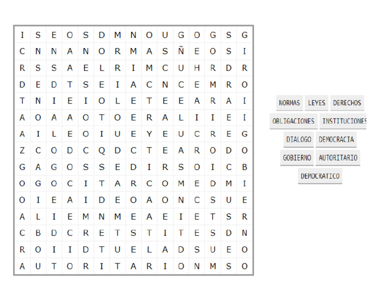 SOPA DE LETRAS LEYES Y NORMAS | PDF
