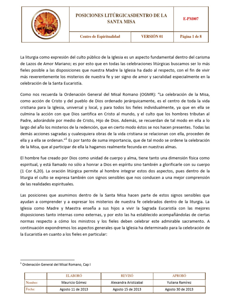 Posiciones Litrgicas | PDF