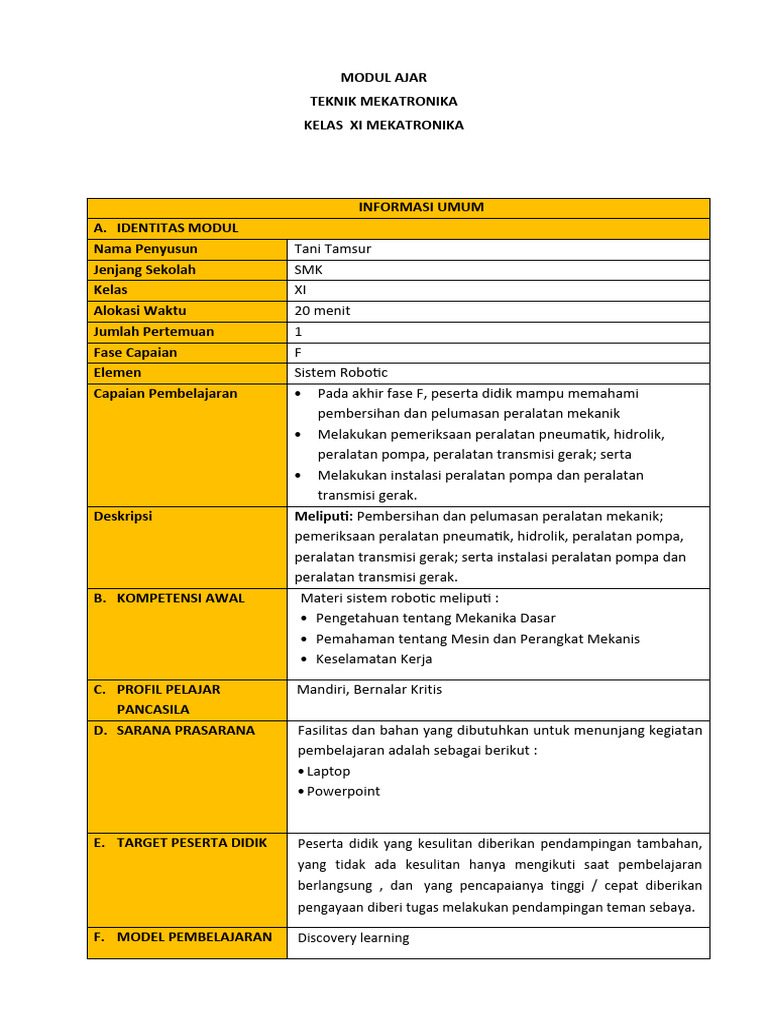 Modul Ajar Perawatan Dan Perbaikan | PDF Modul Ajar Perawatan Dan Perbaikan | PDF