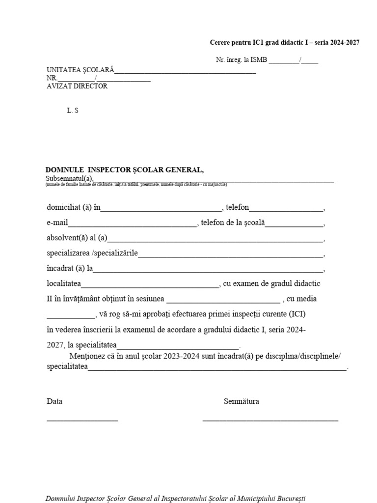 Cereri de Inscriere Gradul I - II - Echivalare - Doctorat | PDF