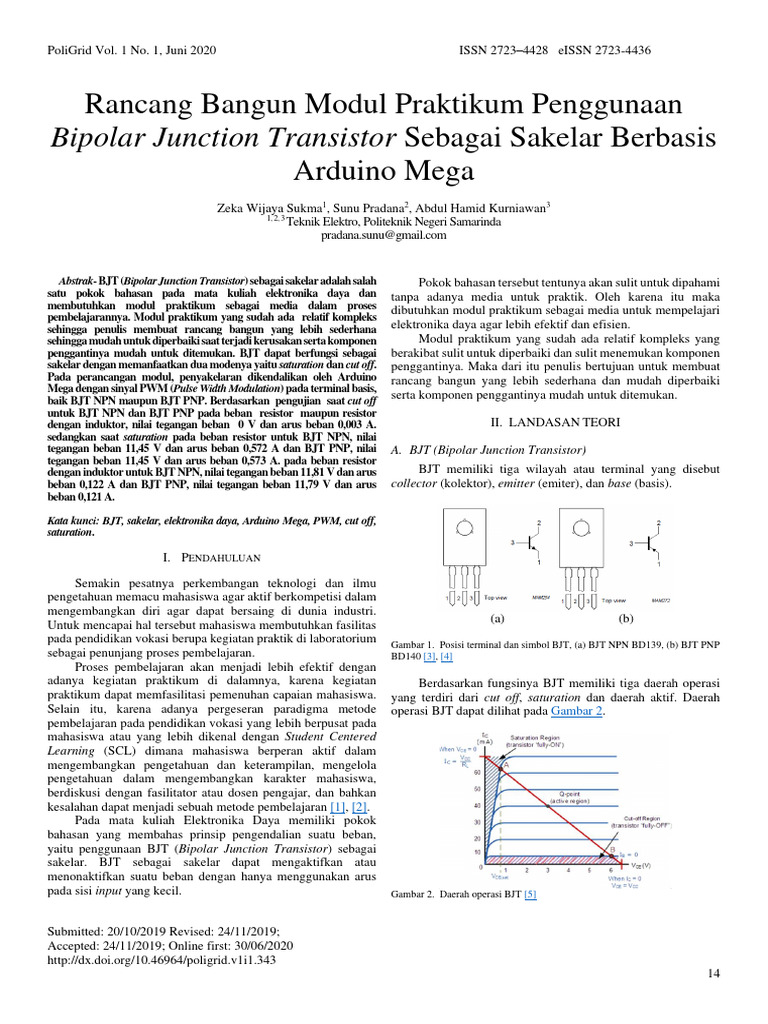 Rancang Bangun Modul Praktikum Penggunaan Bipolar Junction Transistor Sebagai Sakelar Berbasis