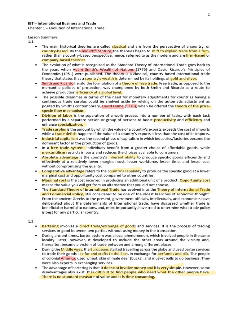 IBT Lesson Summary Chapter1 | PDF