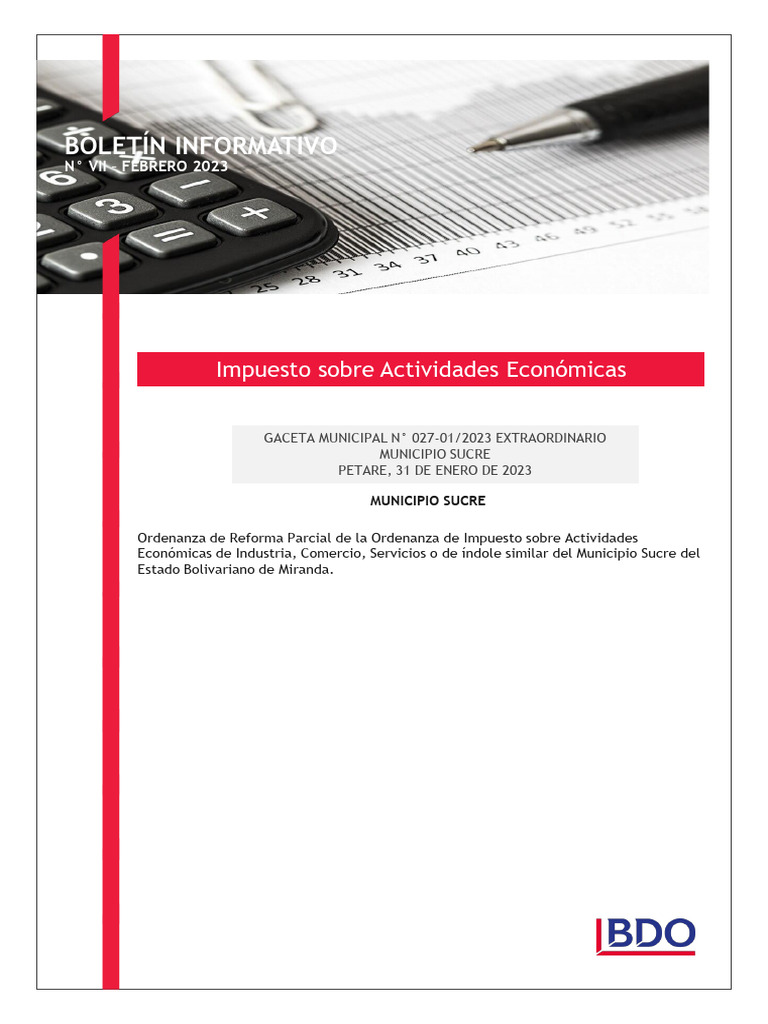 Boletin Actividades Economicas SUCRE | Descargar gratis PDF | Impuestos | Economias