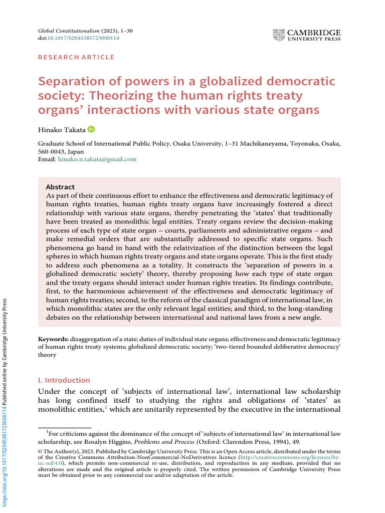 Separation of Powers | PDF | Human Rights | International Law