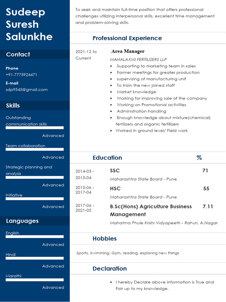 SDP CV | PDF | Learning | Cognition