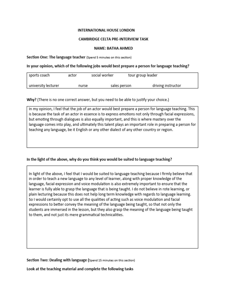 Pre Interview Solved Script (Batha Ahmed) | PDF