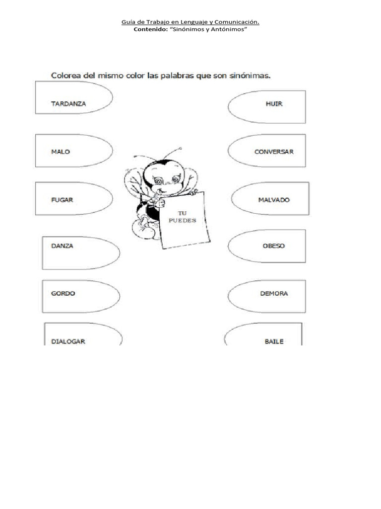 guia sinonimos y antonimos | PDF