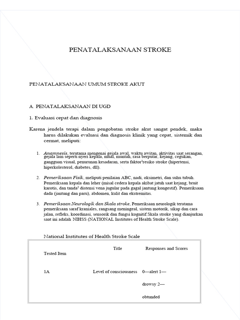 PDF Penatalaksanaan Umum Stroke Akut Di Igd | PDF