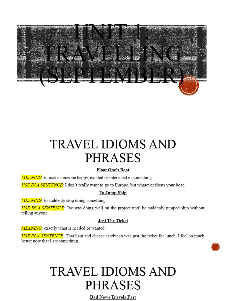 Unit 1 - Travel Idioms | PDF