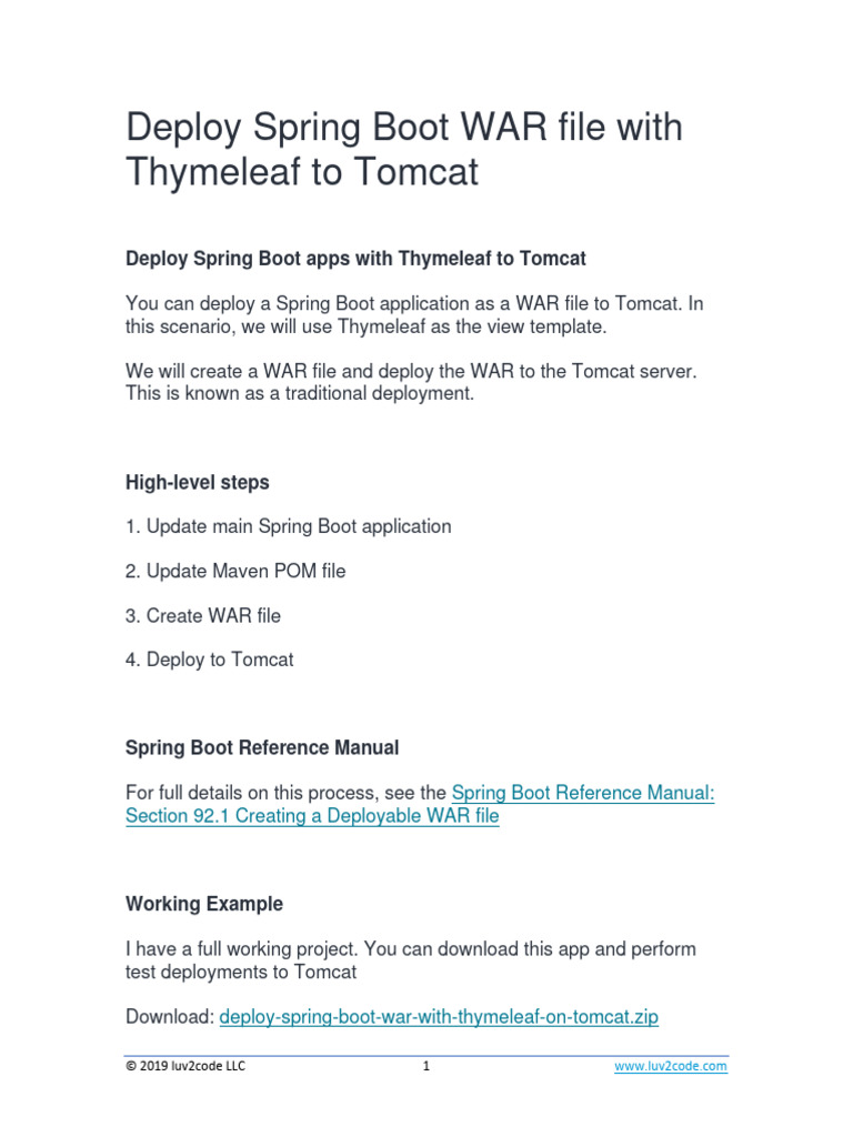 559 Deploy Spring Boot Apps With Thymeleaf To Tomcat | PDF | Business | Computers