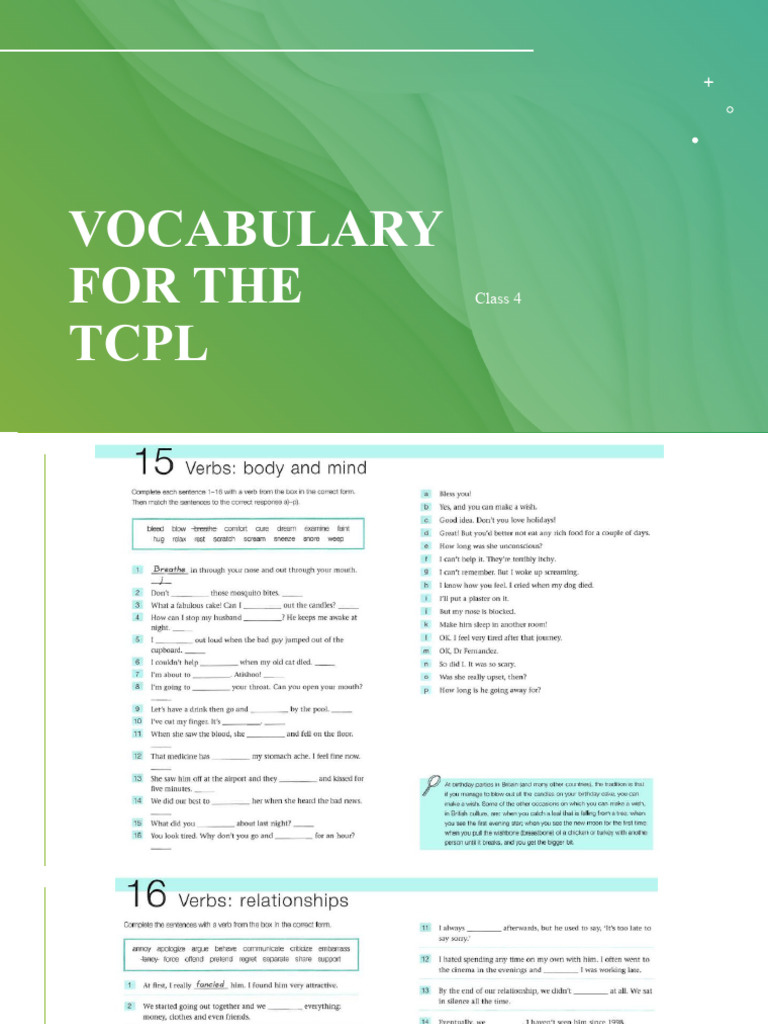 Vocabulary For The TCPL - Intermediate Level - 4 | PDF
