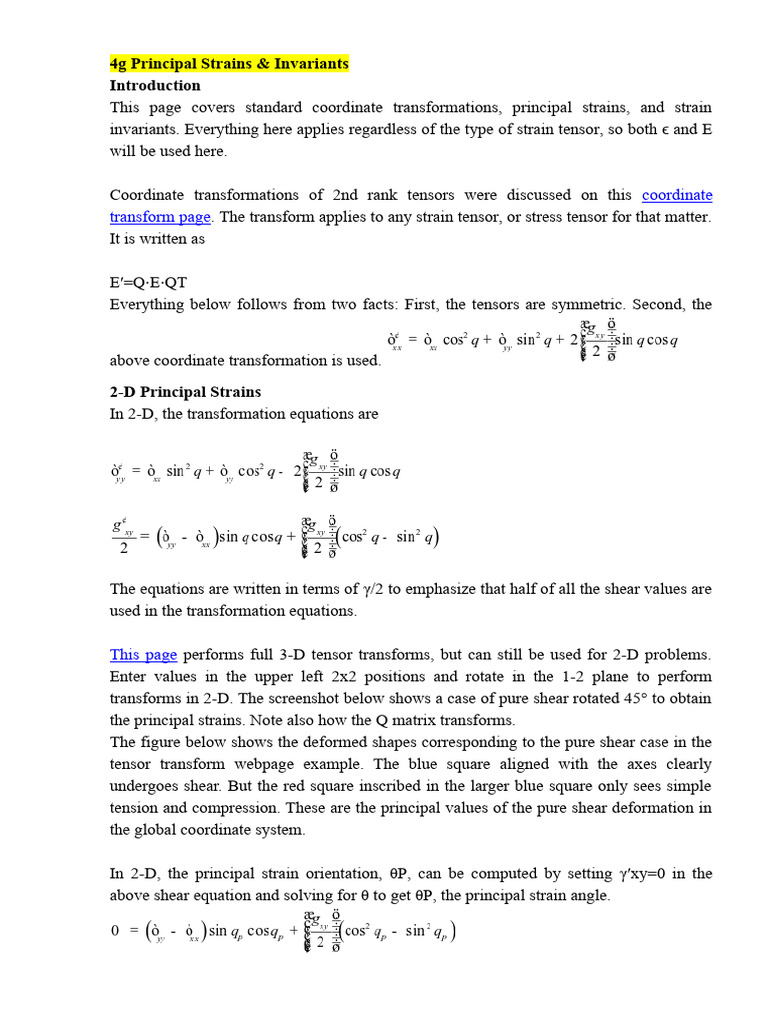 Principal Strains and Invariants Explained | PDF | Stress (Mechanics ...