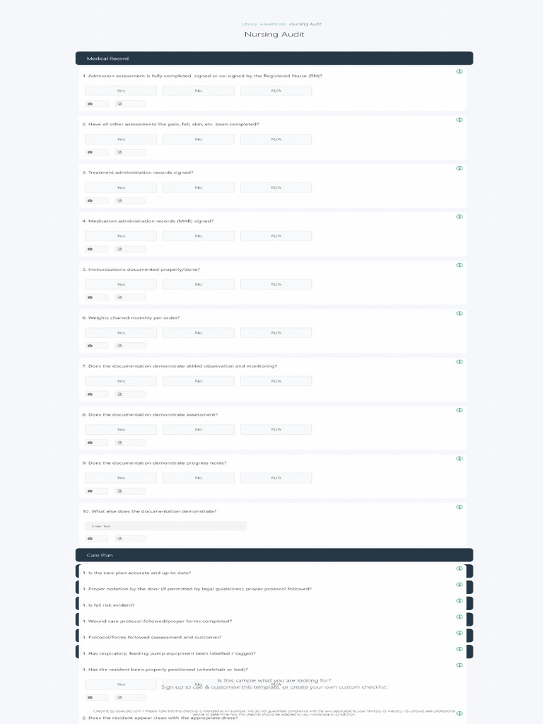 GoAudits - Nursing Audit (Sample) | PDF