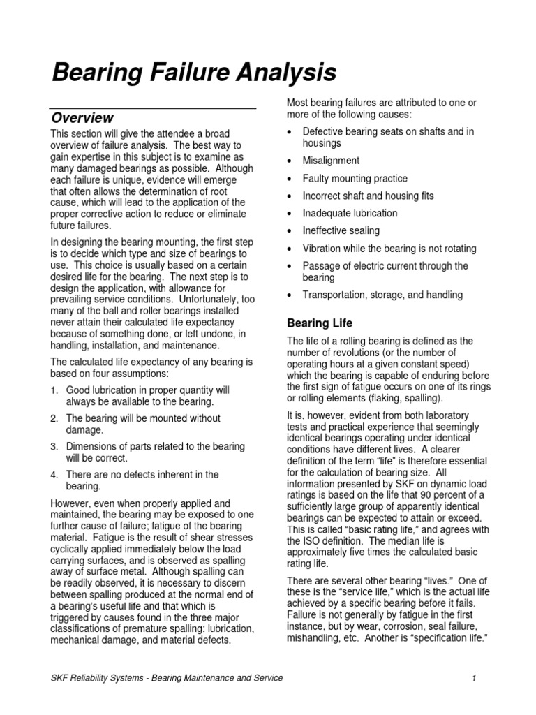 Failure Analysis of Bearings | PDF