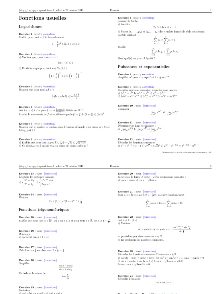 Fonctions Usuelles | PDF
