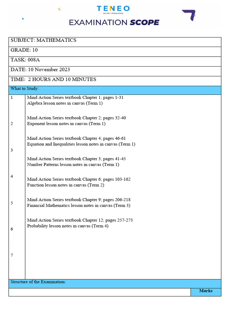 Grade 10 Sba Exam 008a | PDF