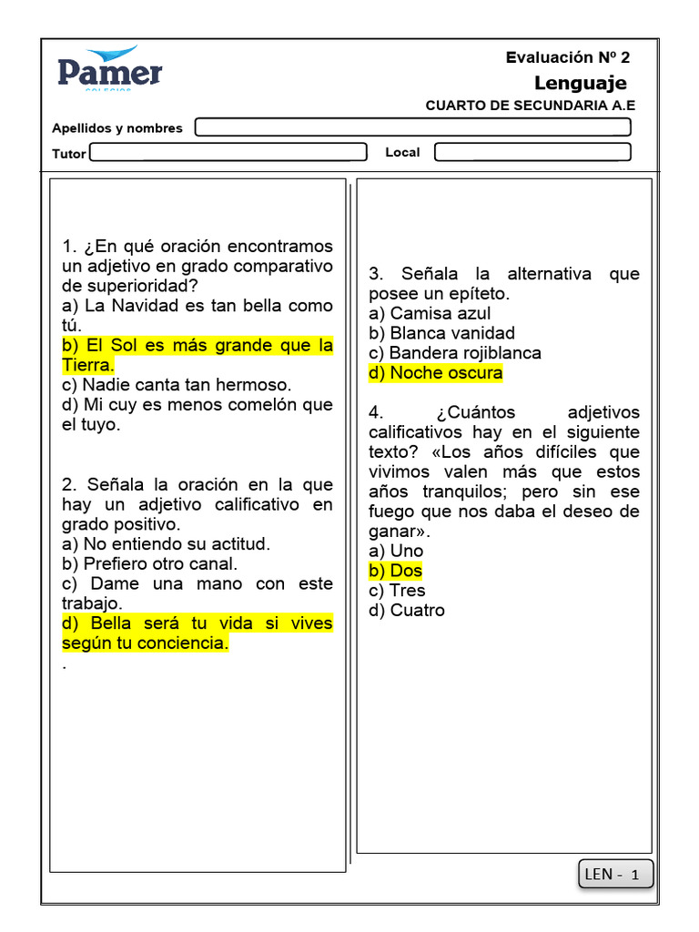 Eva Lenguaje Semana 2 4to Sec | PDF