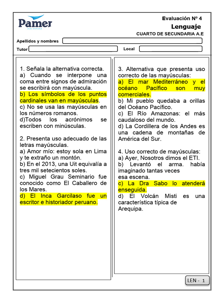 Eva Lenguaje Semana 4 4to Sec | PDF