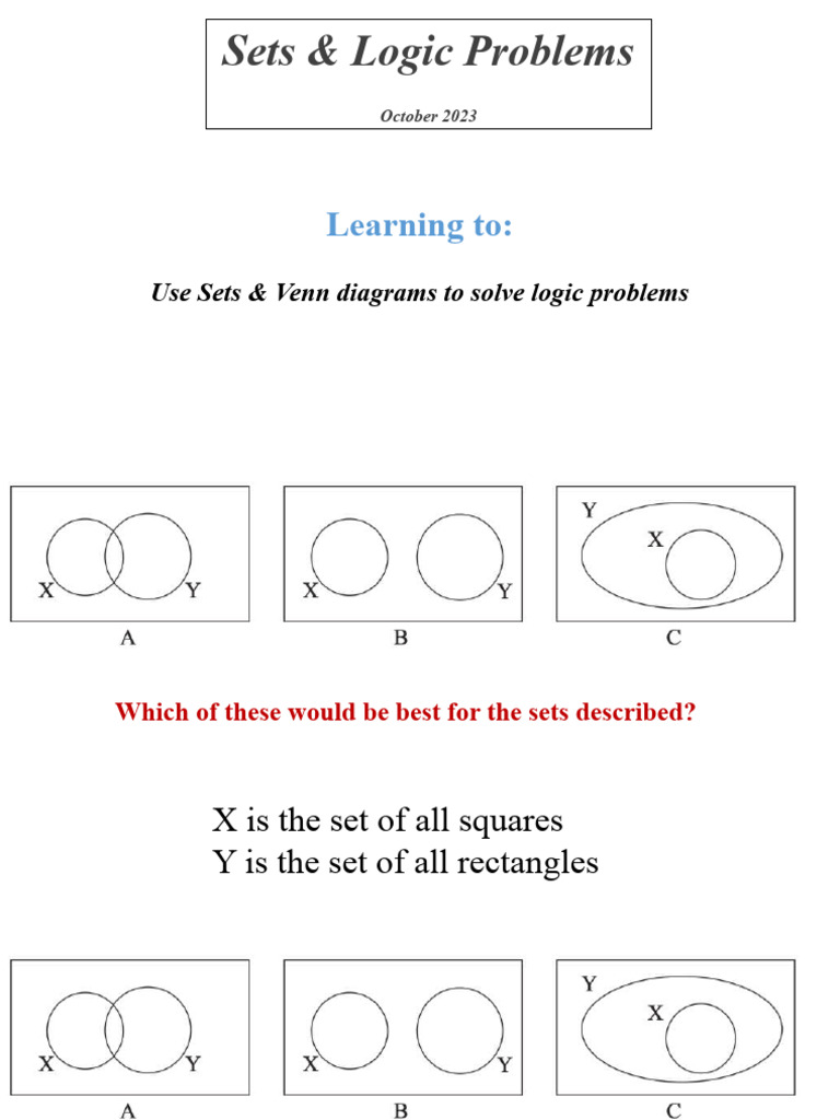 Sets & Venn Diagram Logic Guide | PDF | Elementary Mathematics ...