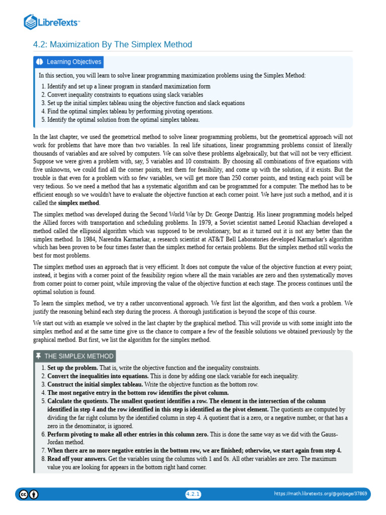 Maximization by The Simplex Method | PDF | Linear Programming ...