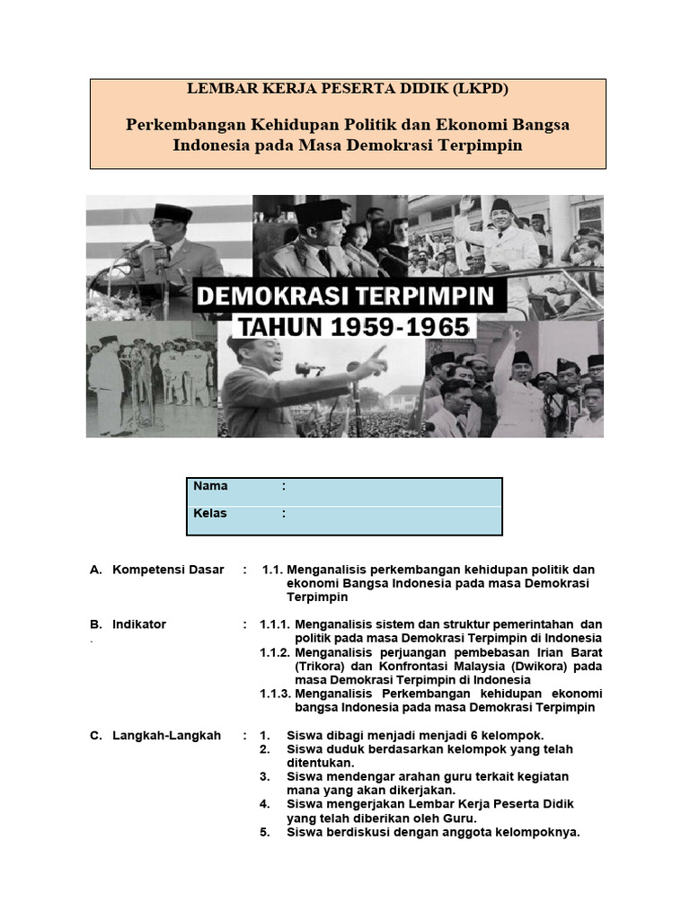 LKPD Sejarah Indonesia Demokrasi Terpimpin | PDF
