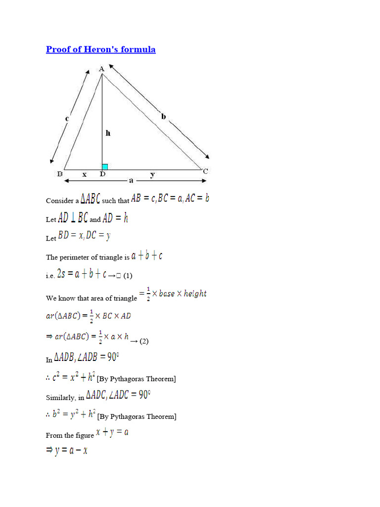 Heron Formula Proof | PDF Heron Formula Proof | PDF