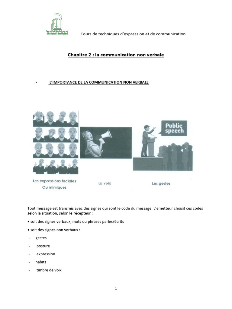 Chapitre 2 Communication Non Verbale | PDF