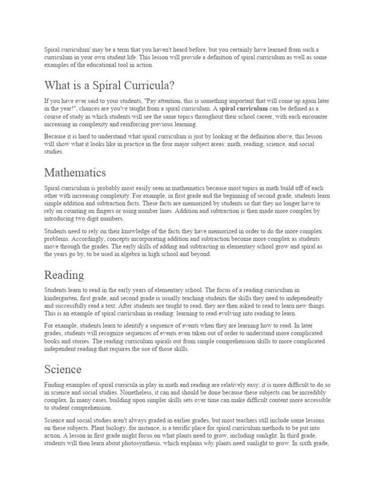 SCIB - Spiral Curriculum - STUDY - COM-SEMIFINALS | PDF | Language Arts ...