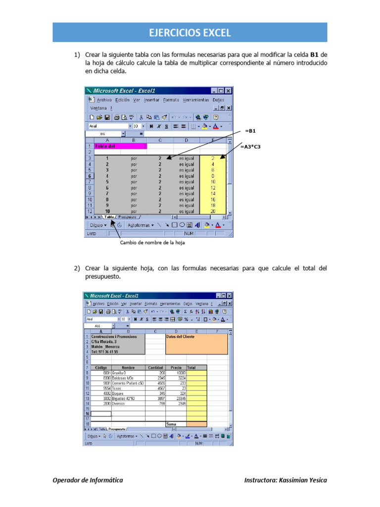 Ejercicios Excel | PDF | Hoja de cálculo | Microsoft Excel