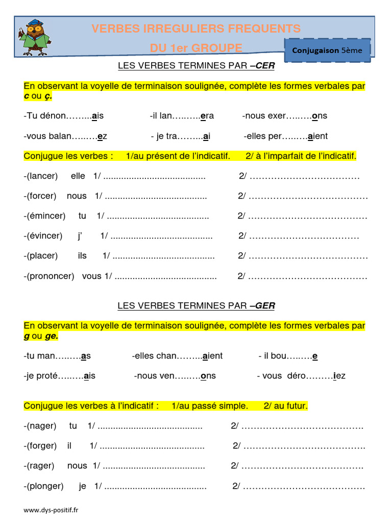 Conjugaison des Verbes du 1er Groupe | PDF