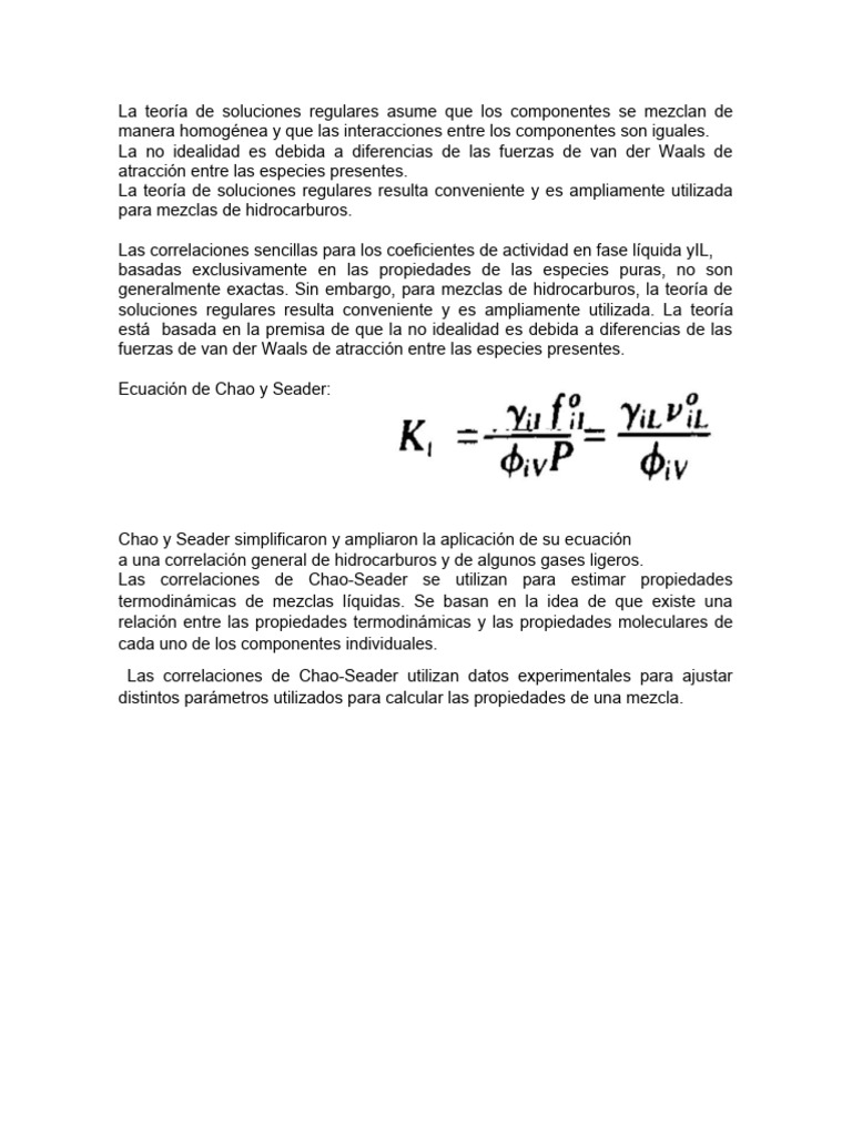 Correlaciones de Chao y Seader | PDF