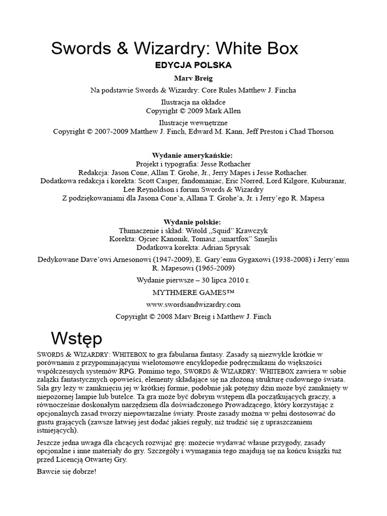 Swords and Wizardry Whitebox PL | PDF