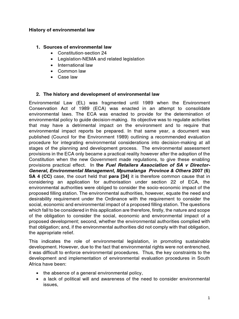 History of Environmental Law | PDF