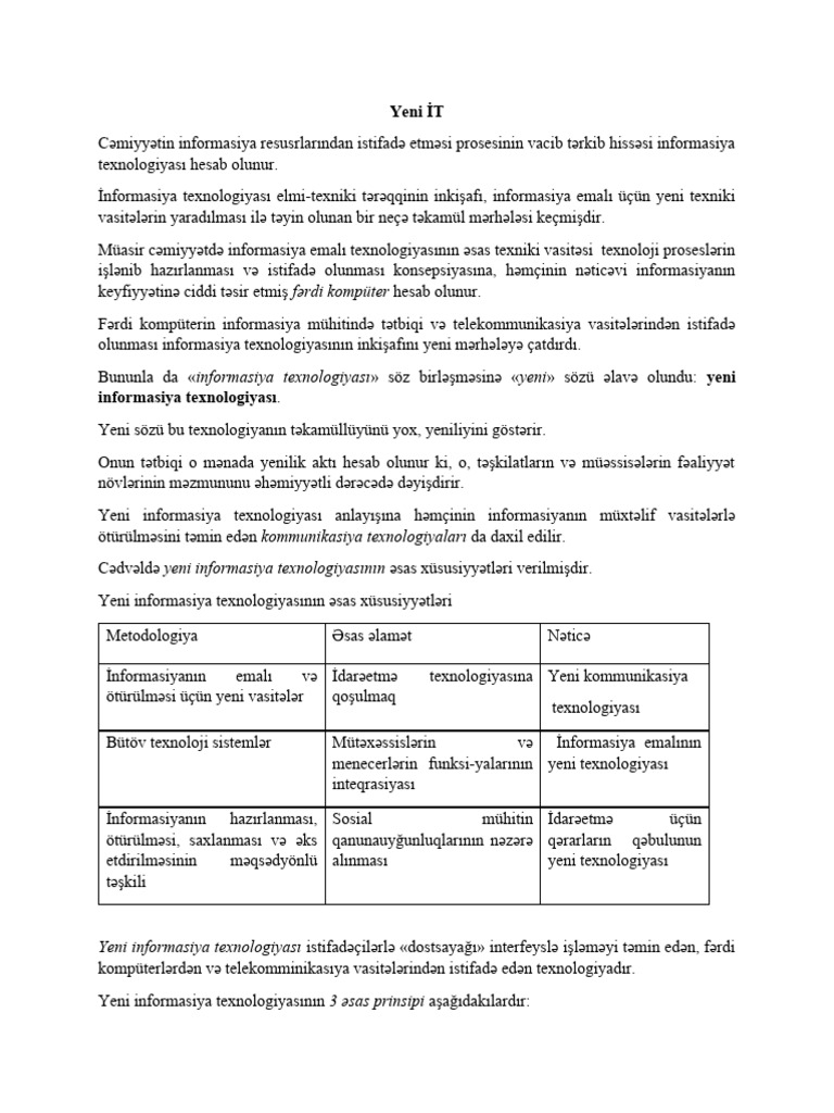 Movzu 3. Yeni İT - İnformasiya Texnologiyasının Inkişaf Mərhələləri | PDF