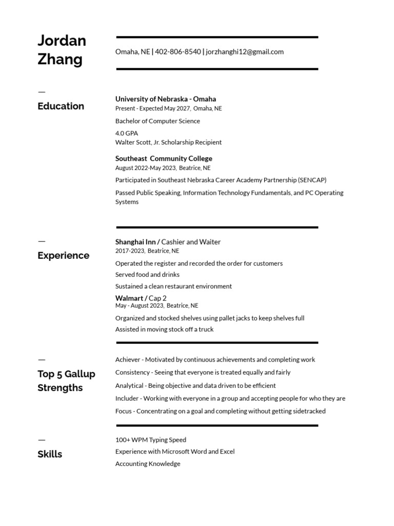Jordan Zhang Revised Resume | PDF