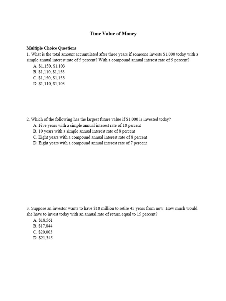 Practice Set Time Value of Money | PDF | Interest | Compound Interest