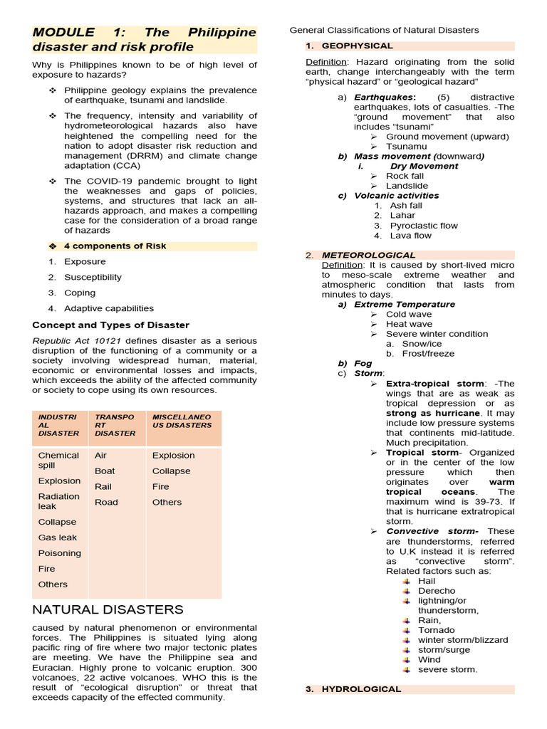 Philippine Disaster Risk Overview | PDF | Natural Disasters | Emergency ...