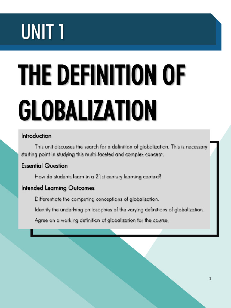 Unit-1 The Definition of Globalization | PDF